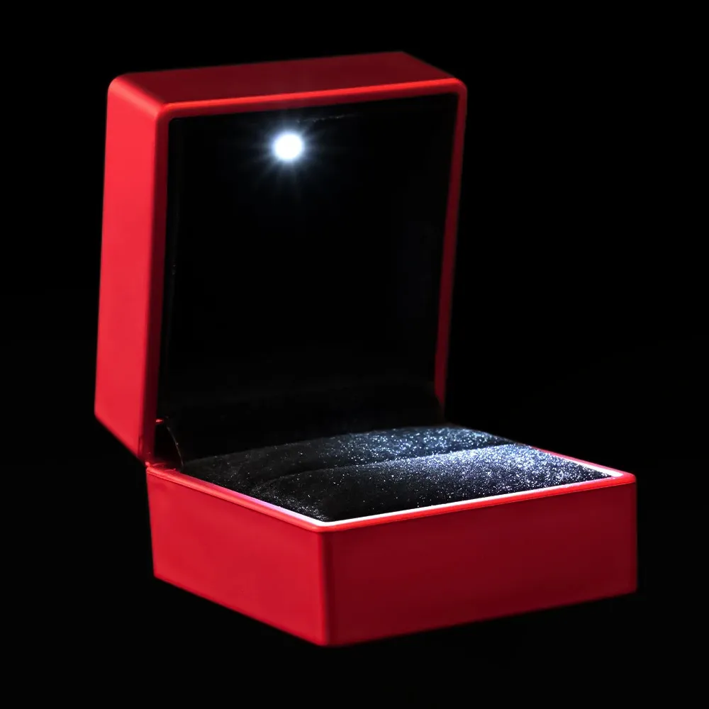 LED Jewelry Ring Box Velvet Necklace Storage Case with Light for ...