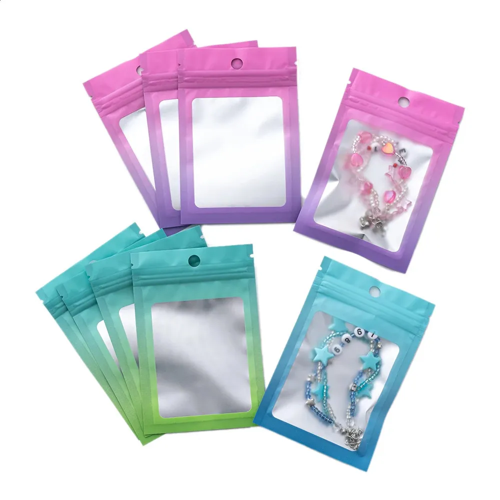 100 Resealable Gradient Reusable Bags With Zipper For Jewelry Storage ...