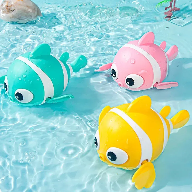 Baby Bath Toys: Cute Swimming Fish Cartoon Animal Floating Wind-Up Toys ...