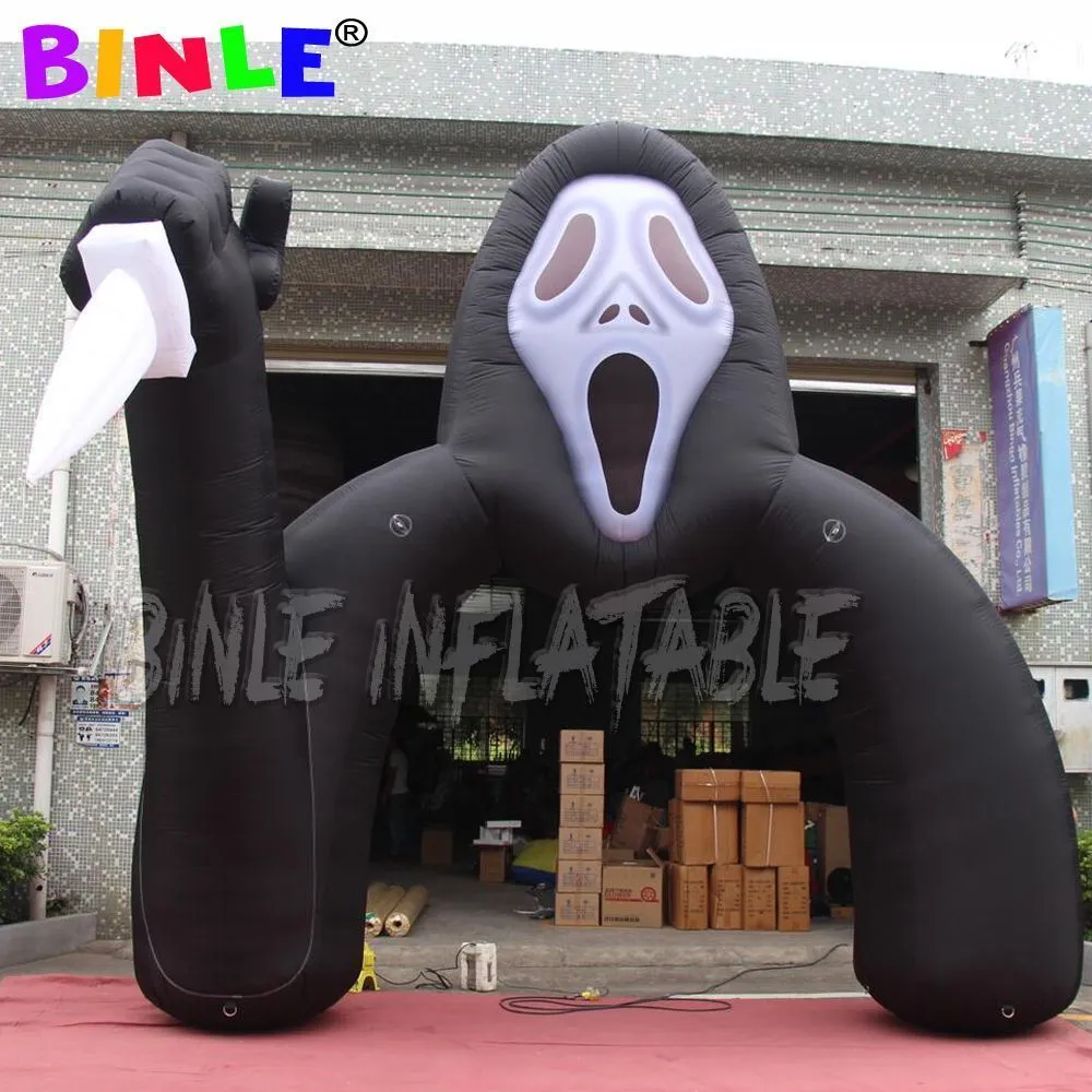Customized Giant Black Inflatable Ghost Arch With Dagger For Halloween Decoration Archway From ...