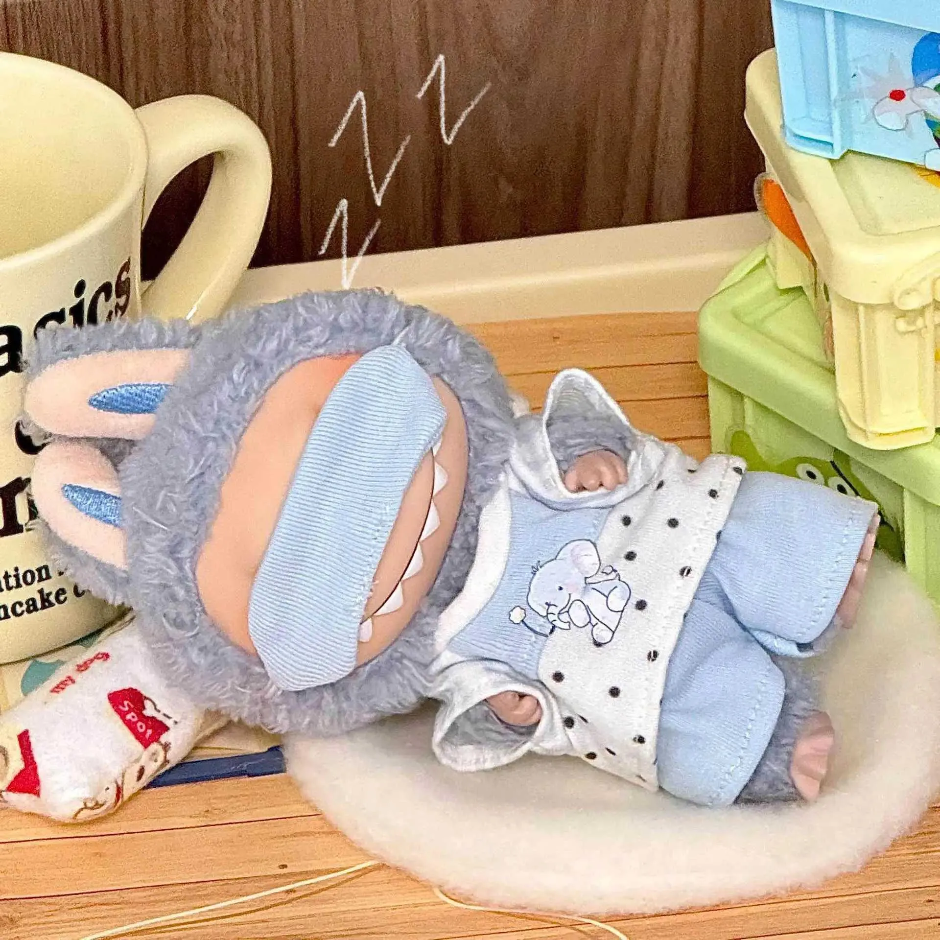 Labubu Mini Pajamas Set With Eye Mask Cute Kawaii Plush Doll ...