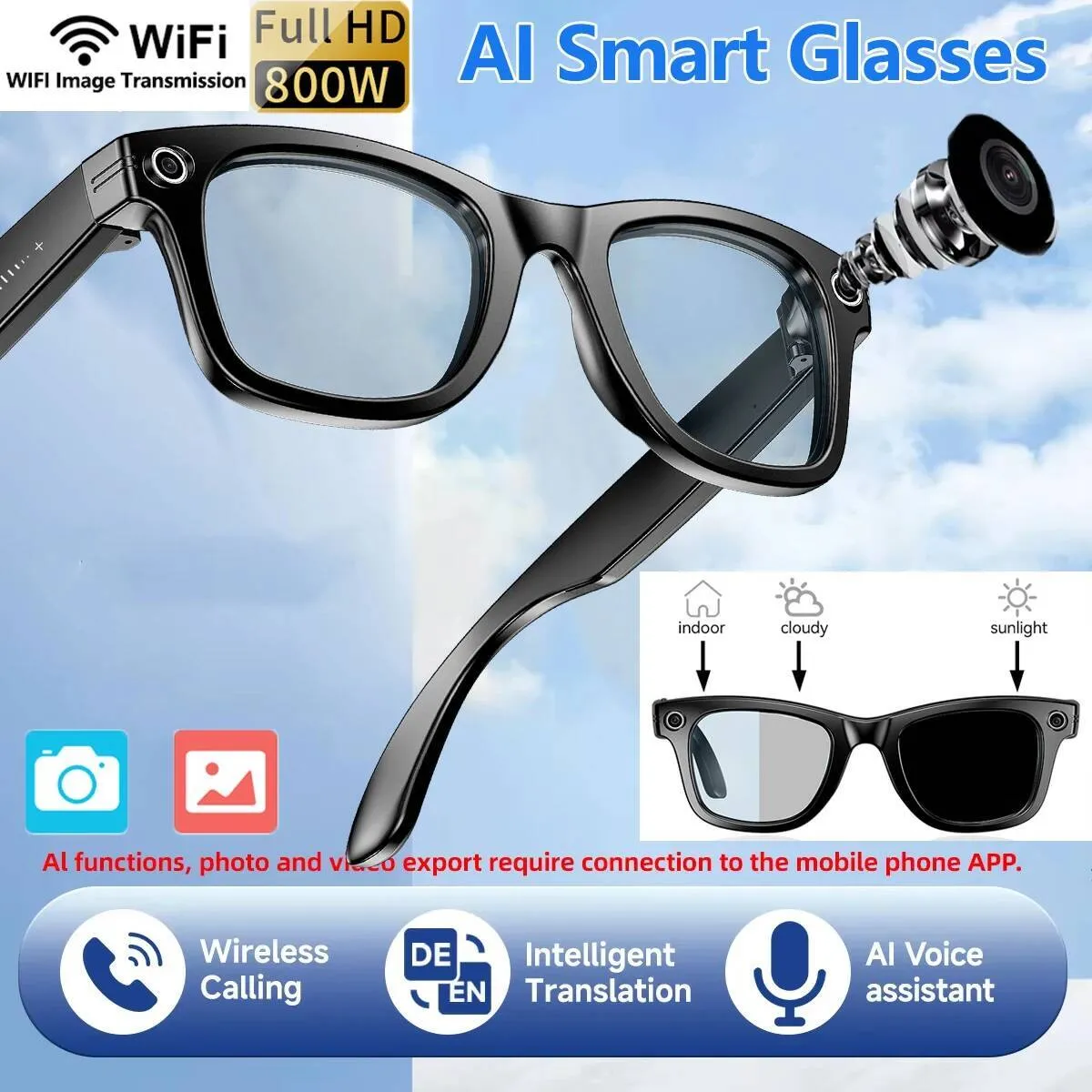 Intelligent Men's Sunglasses Over Prescription Glasses With AI Photo ...
