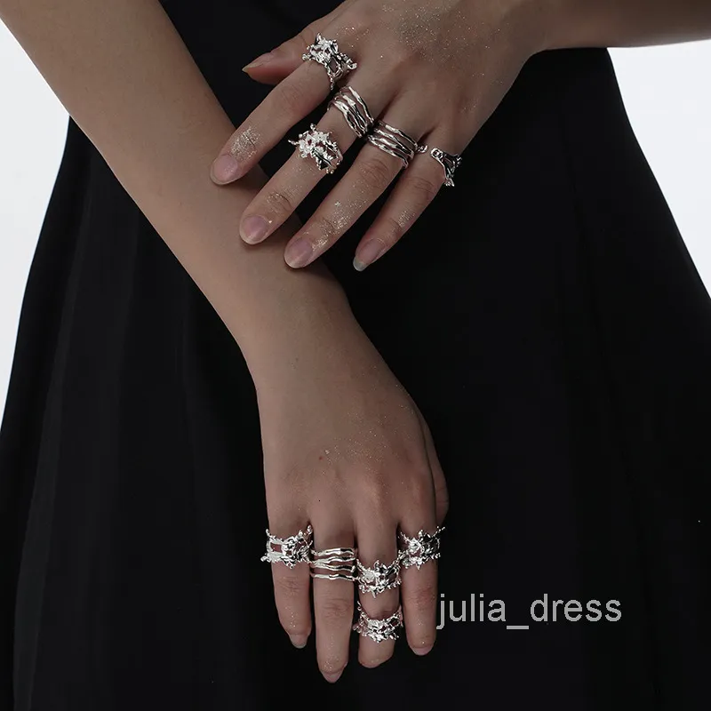 Geometric Double Open Ring For Women Minimalist Artistic Couple Rings ...