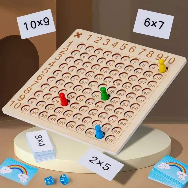 Montessori Wooden Multiplication Board Game Kids Educational Math Toy ...