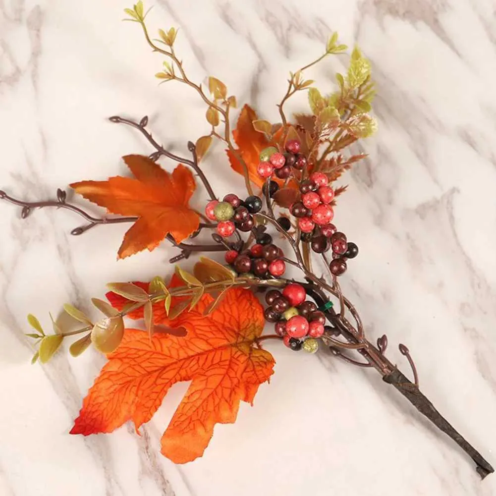 Artificial Maple Leaves Branch, Fake Fall Leaves Stems, Outdoor Home ...