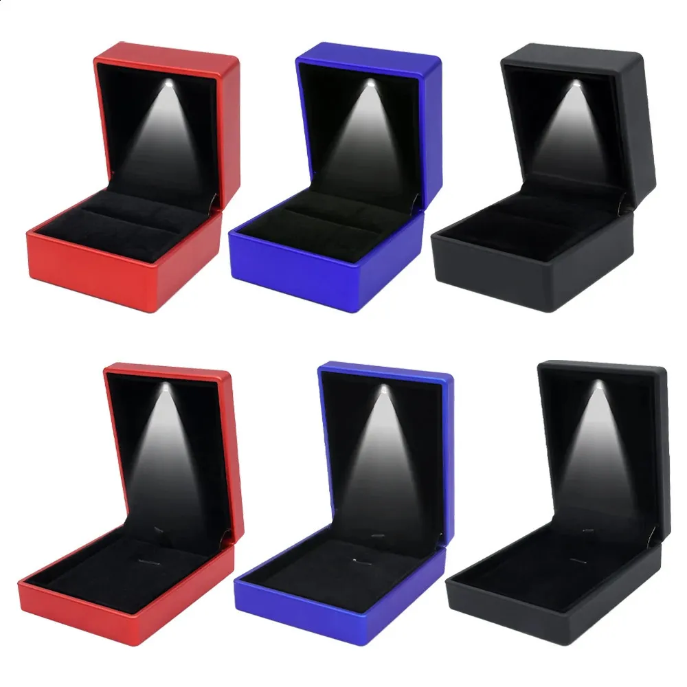 LED Jewelry Ring Box Velvet Necklace Storage Case with Light for ...