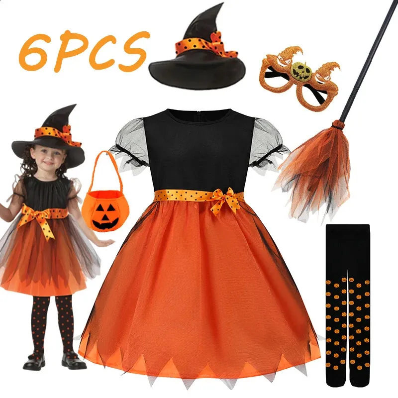 Girls Princess Costume Baby Orange Pumpkin Witch Halloween Fantasy ...