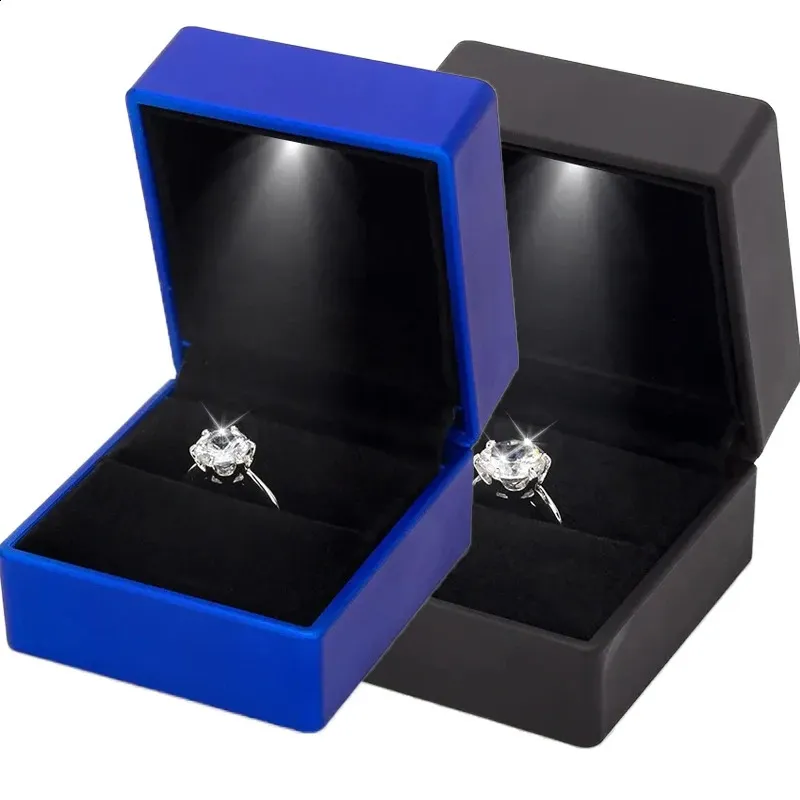 LED Jewelry Ring Box Velvet Necklace Storage Case with Light for ...