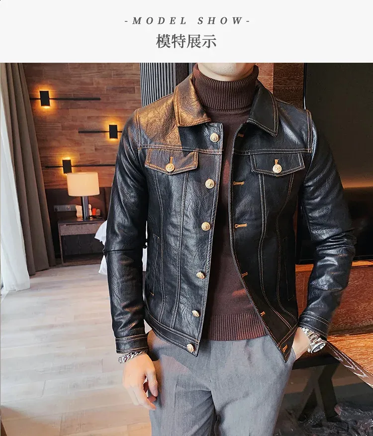 Motorcycle Pilot Leather Jacket, Fashion Mens Punk Wind, Singlebreasted ...