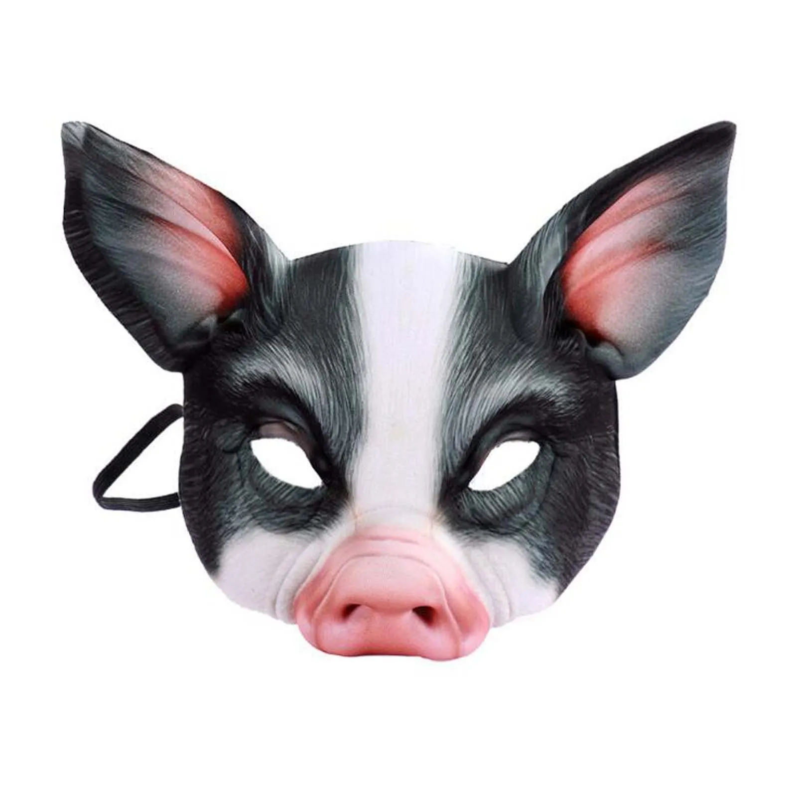 Half Face Pig Animal Mask - Realistic Scary Tricky Mask for Halloween ...