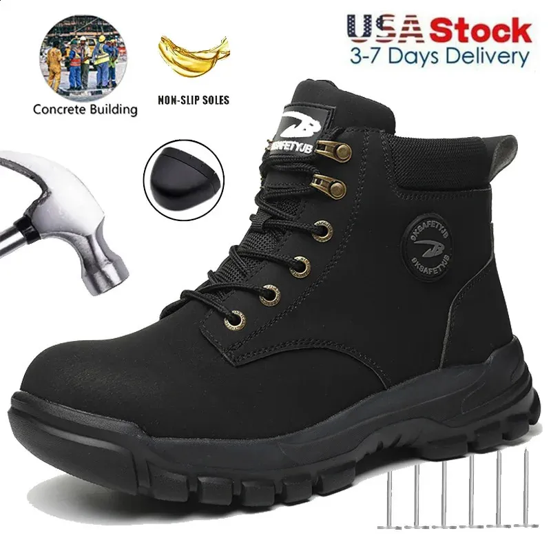 Mens Steel Toe Safety Boots Puncture Proof, Oil & Slip Resistant Work ...