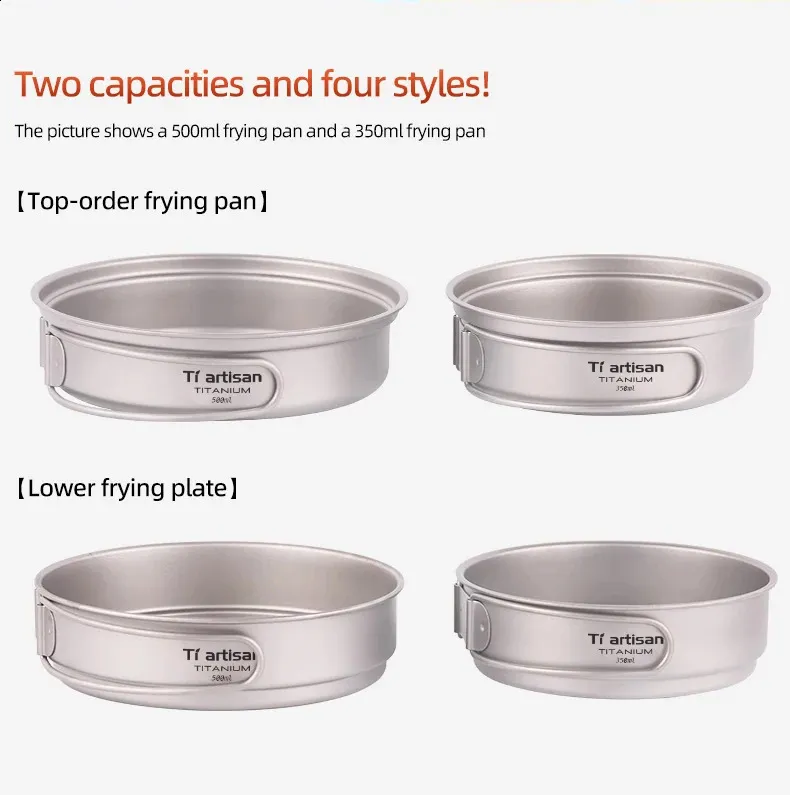 Tiartisan Folding Handle Cooking Frying Pan, 350ml/500ml, Ultralight ...