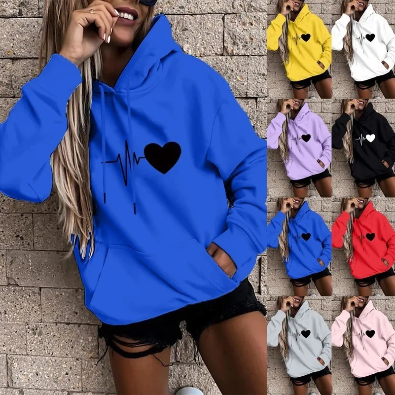 Women's Pullover Fashion Casual Fun Print Hooded Sweatshirt Loose ...