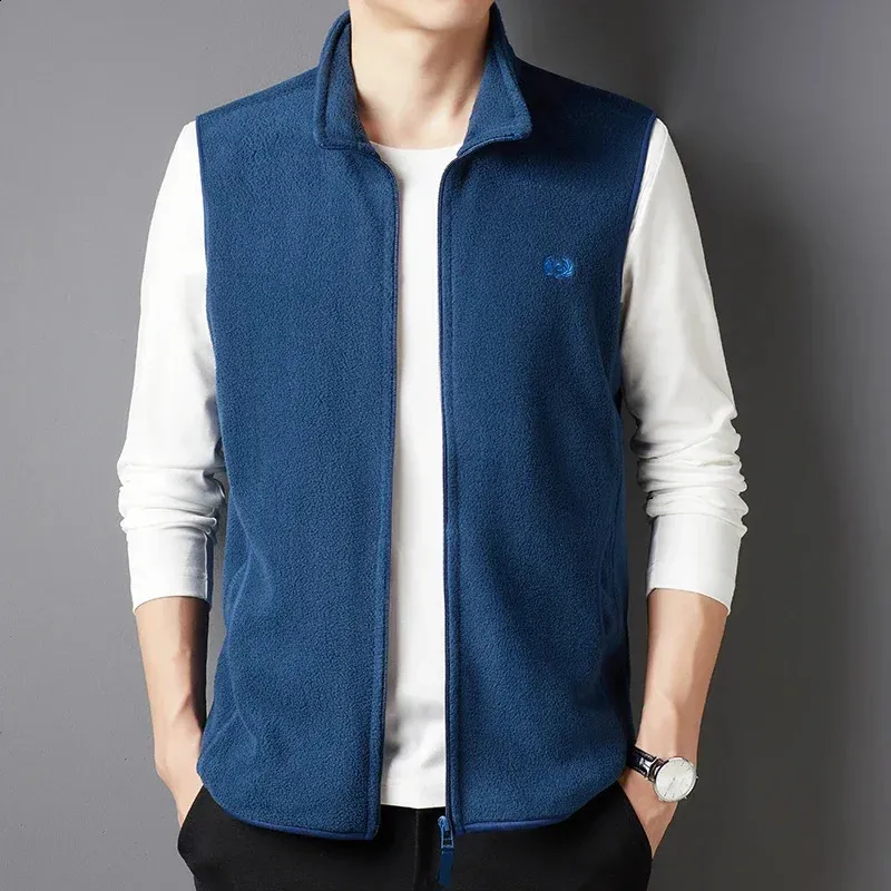 Men's Casual and Fashionable Fleece Embroidered Vest with Plush Jacket ...