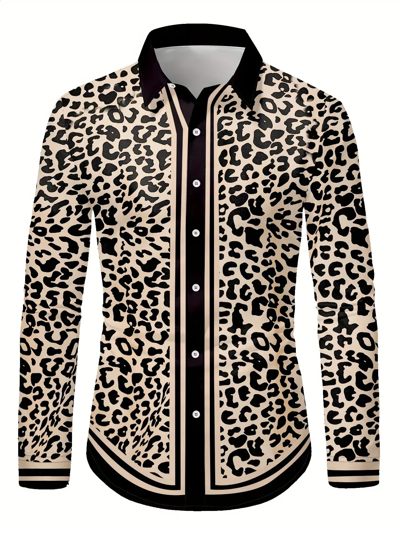 Autumn Men's Leopard Print Long Sleeve Shirt - Formal Casual Daily ...