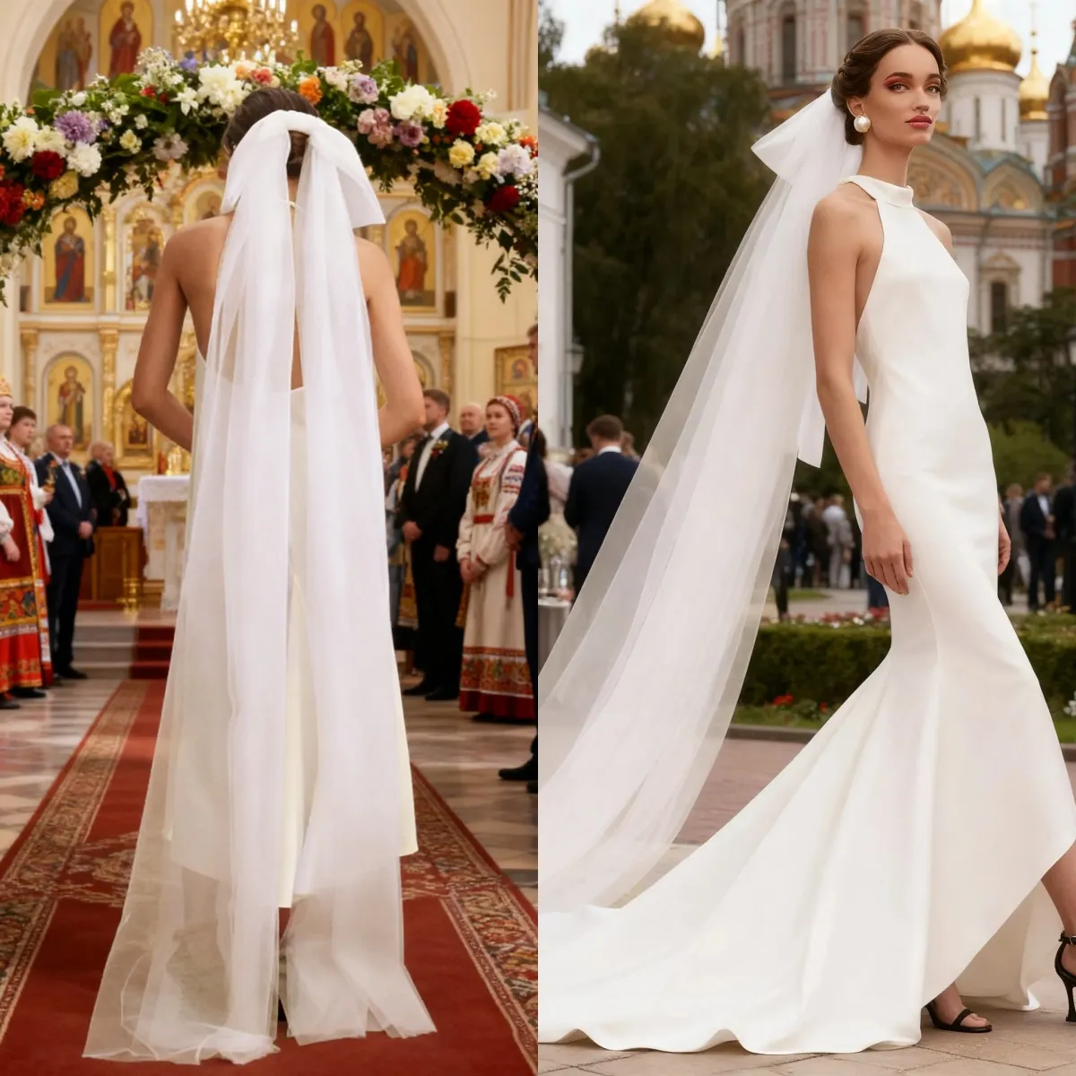 Sweety Bow Wedding Veils One Layer Waltz Length Bridal Veil With Comb ...