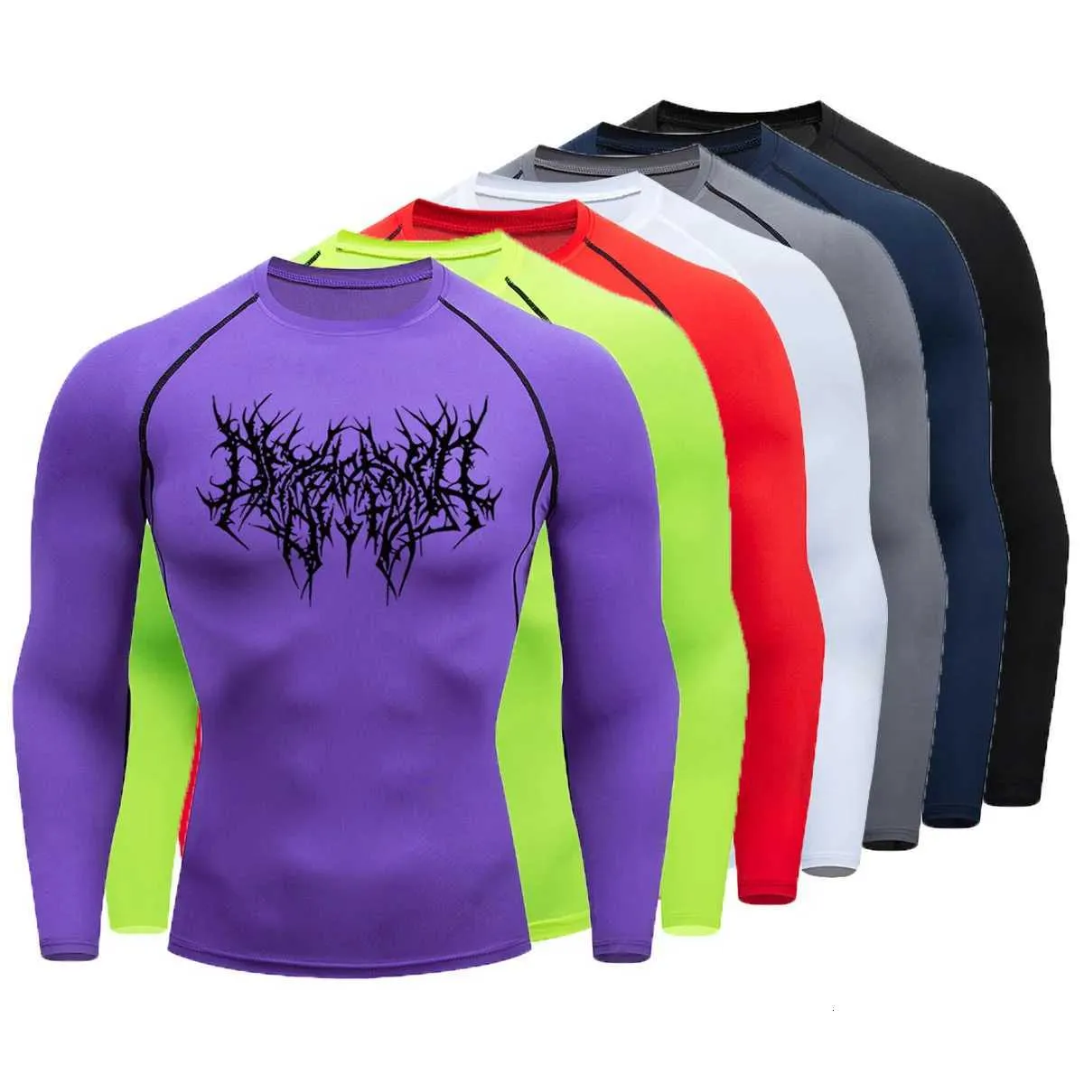 Men's 2025 Thorns Print Gym Tight T-Shirt Quick-Drying Long-Sleeved ...