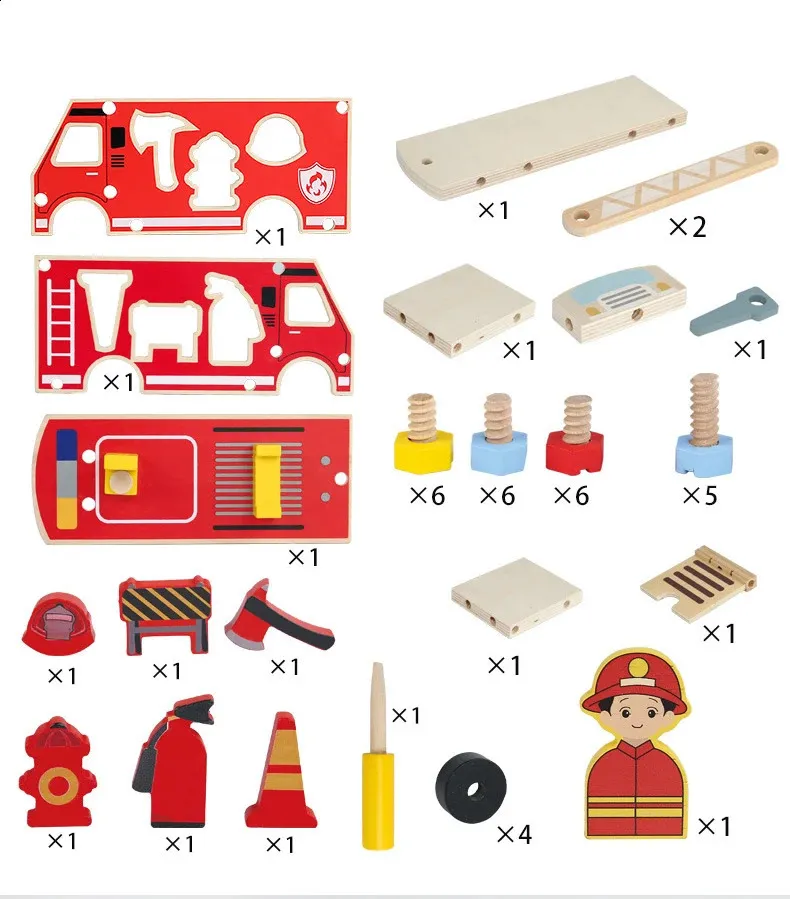 Wooden Montessori Toys Pretend Play Tools Construction Toy Nut Screw ...