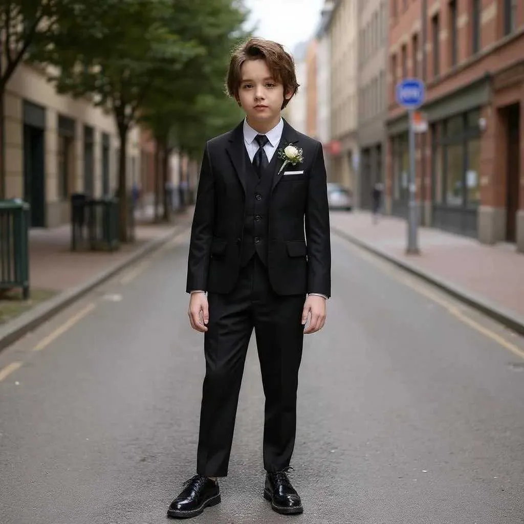 Black Boys' Suit Set: 3-Piece Formal Tuxedo for Kids, Child Suit for ...
