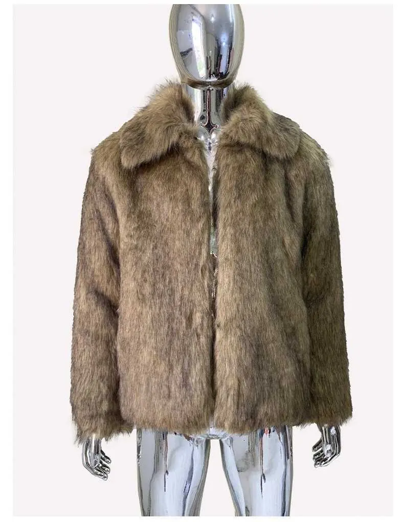 Nerazzurri Men's Faux Fur Coat: Autumn Winter Thickened Warm Soft Hairy ...