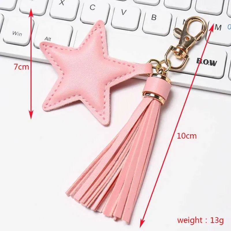 Fashion Pu Leather Tassel Keychain for Women Girls with Star Pendant ...