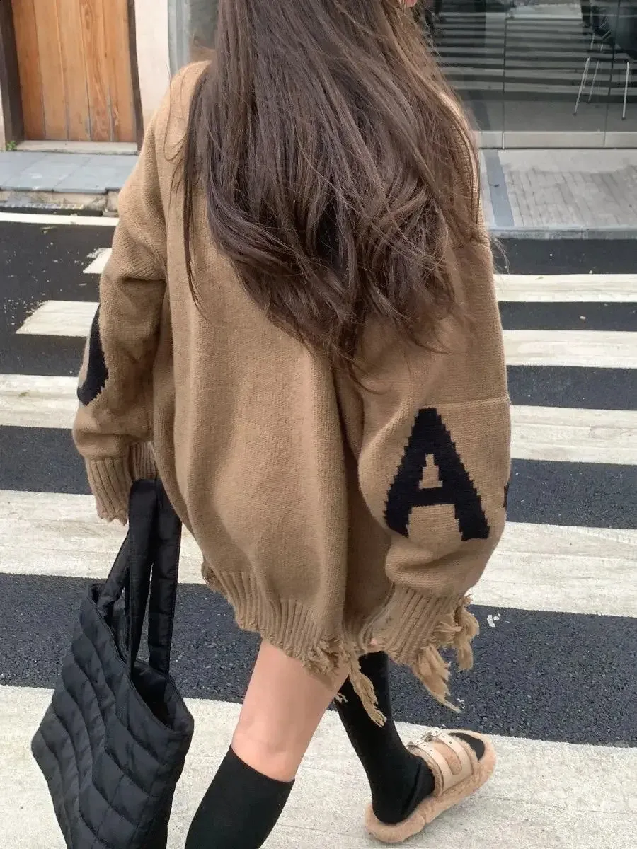 Winter Ladies Pullover Round Neck Korean Style Knit Sweater Aesthetic ...