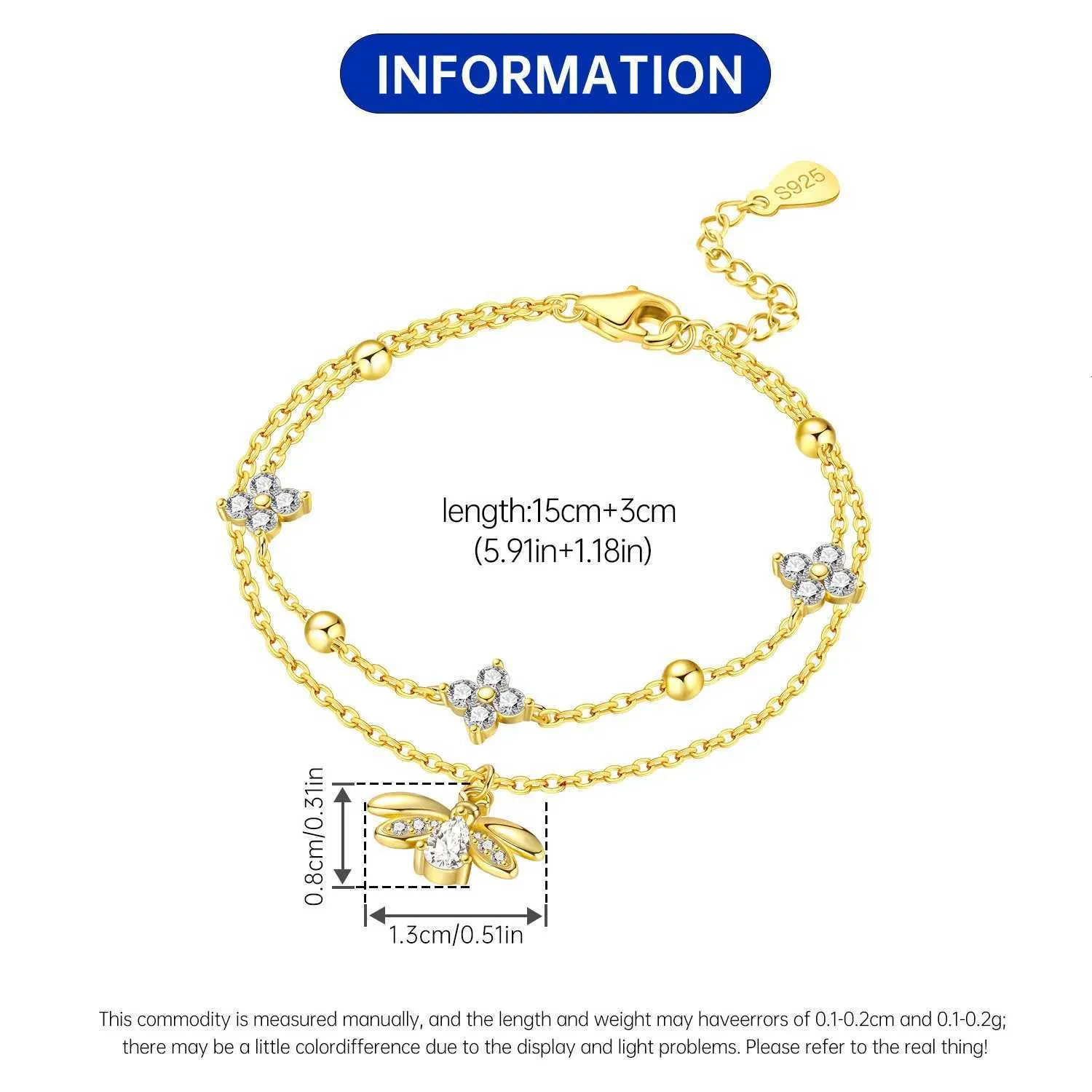 Orstarry New 925 Sterling Silver Golden Little Flower Love Bracelet ...