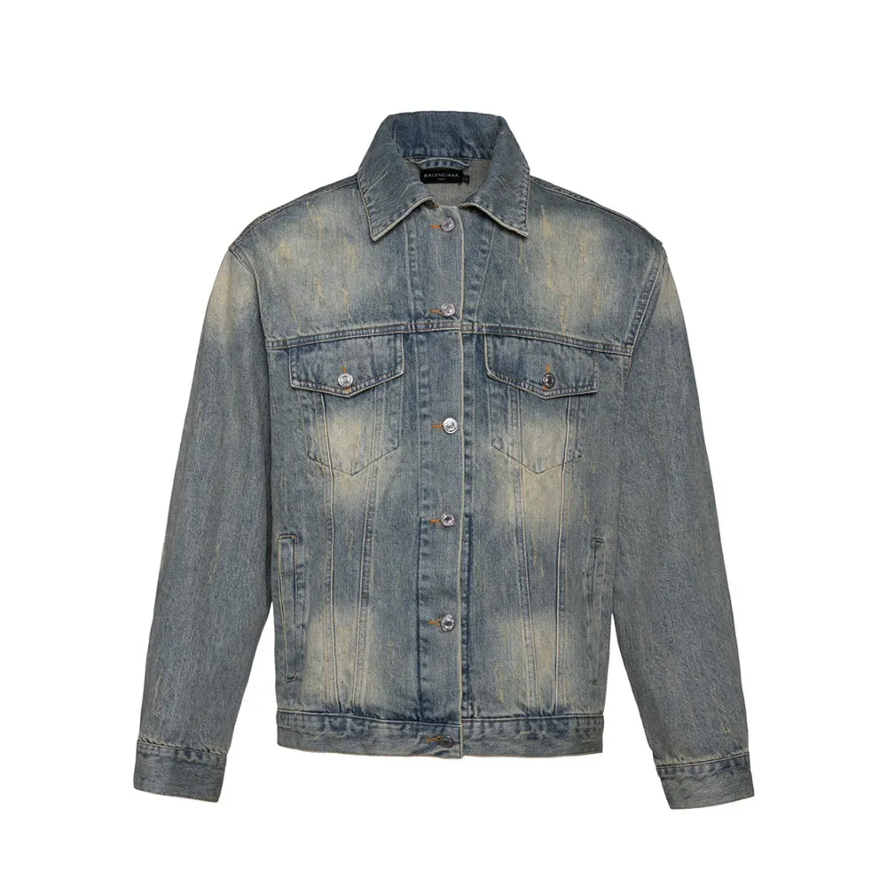 DDdang New B-A-005 Denim Jacket: Classic Gradient Arrow Warning Line ...