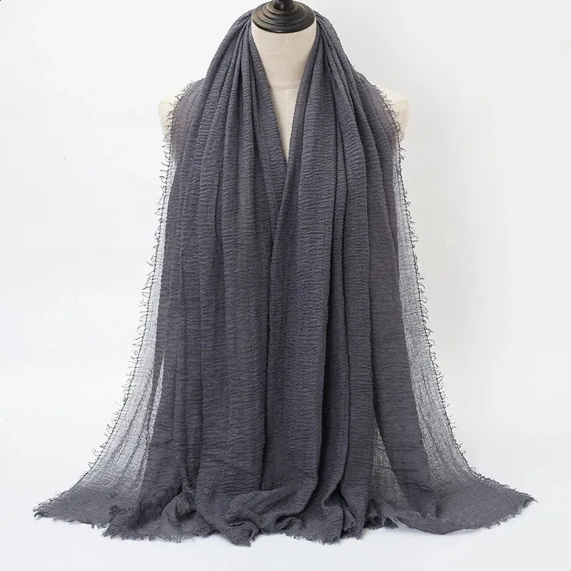 Summer Cotton Linen Scarf for Women, Solid Color Thin Soft Shawl ...
