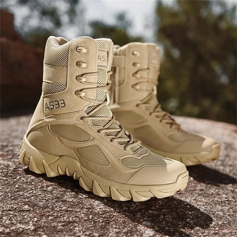 Men's High Quality Leather Work Boots Safety Shoes Tactical Desert ...