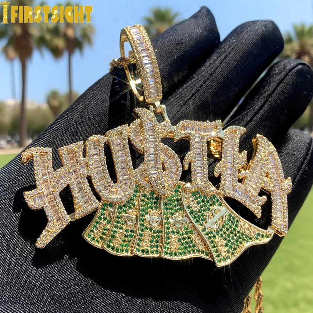 Iced Out Bustla Pendant Custom Name Necklace Gold Gold Color, Full CZ ...