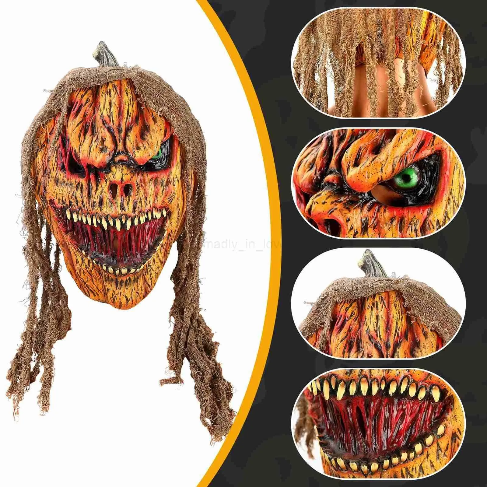 Scary Halloween Horror Pumpkin Braided Halloween Wigs For Women Ghost ...