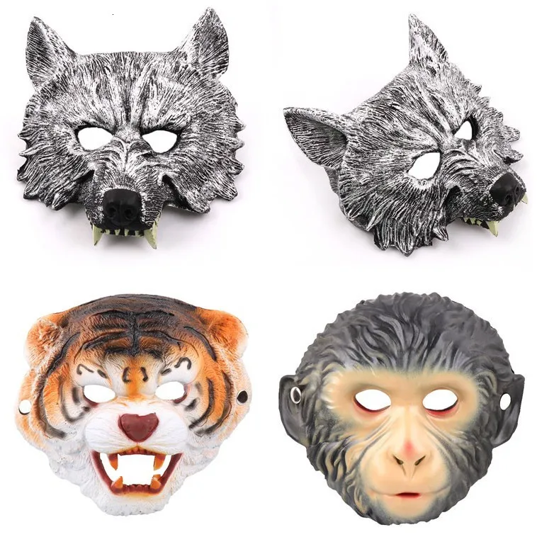 Halloween Horror Mask Full Face Latex Wolf Headgear For Children And ...