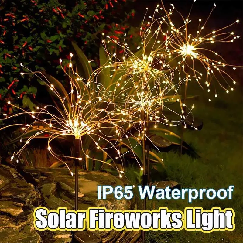 8 Mode LED Solar Fireworks Solar Christmas Lights Outdoor For Garden ...