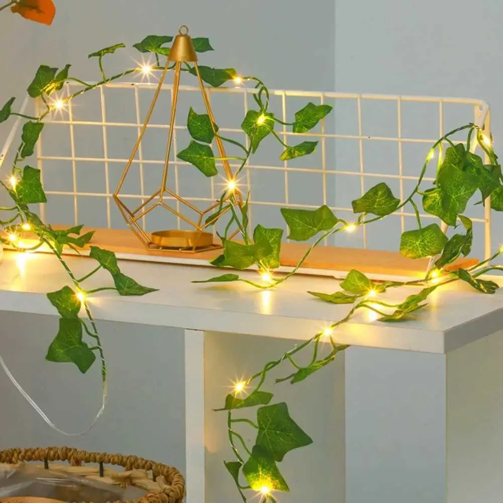 Led Flower Green Leaf String Lights, Artificial Vine Fairy Lights ...
