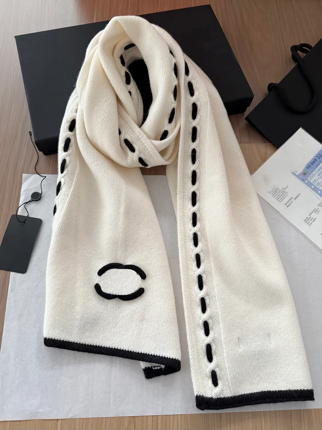 Luxury Designer White Wool Scarf With Letter Design High Quality Solid ...