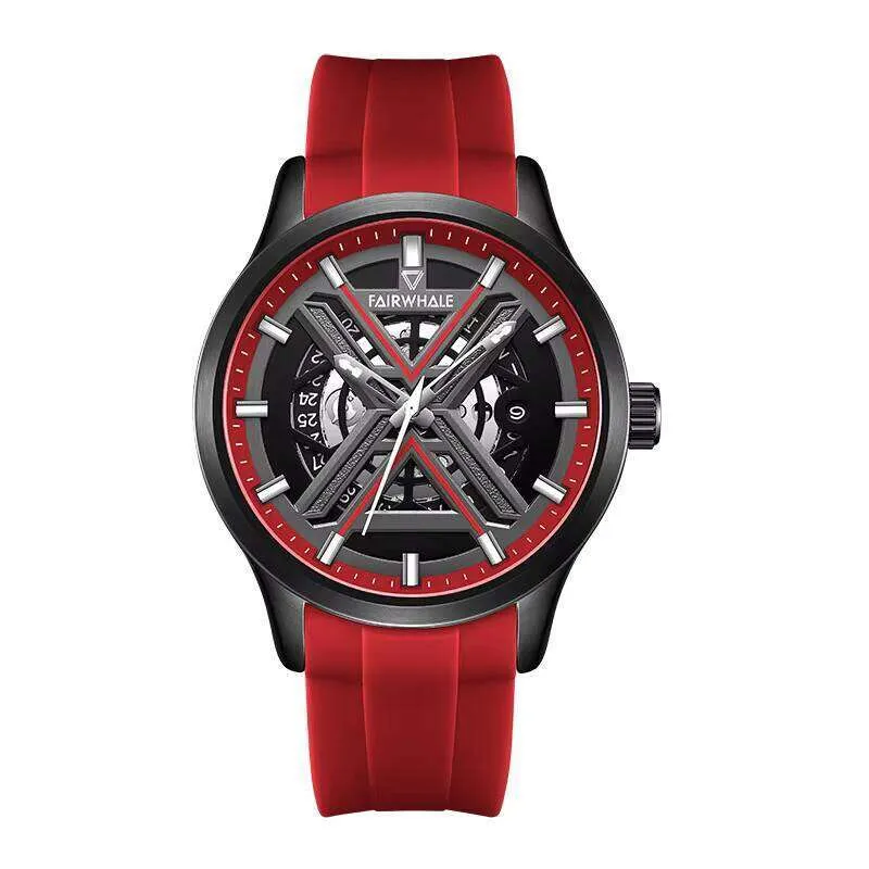 Men's Mechanical Waterproof Quartz Movement Watch with Leather Band 40 ...