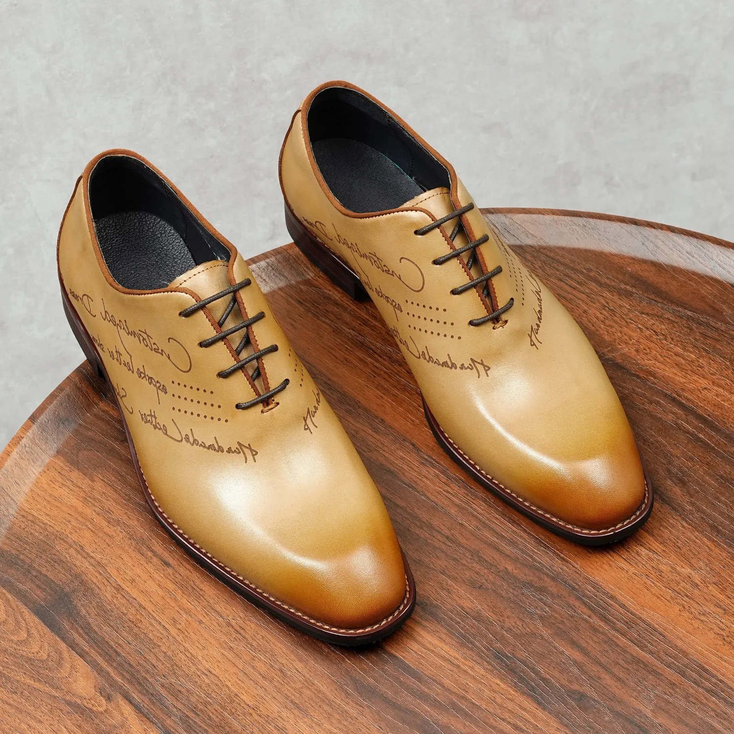 Men's Handmade Genuine Leather Derby Shoes, Pointed Toe, British Style ...