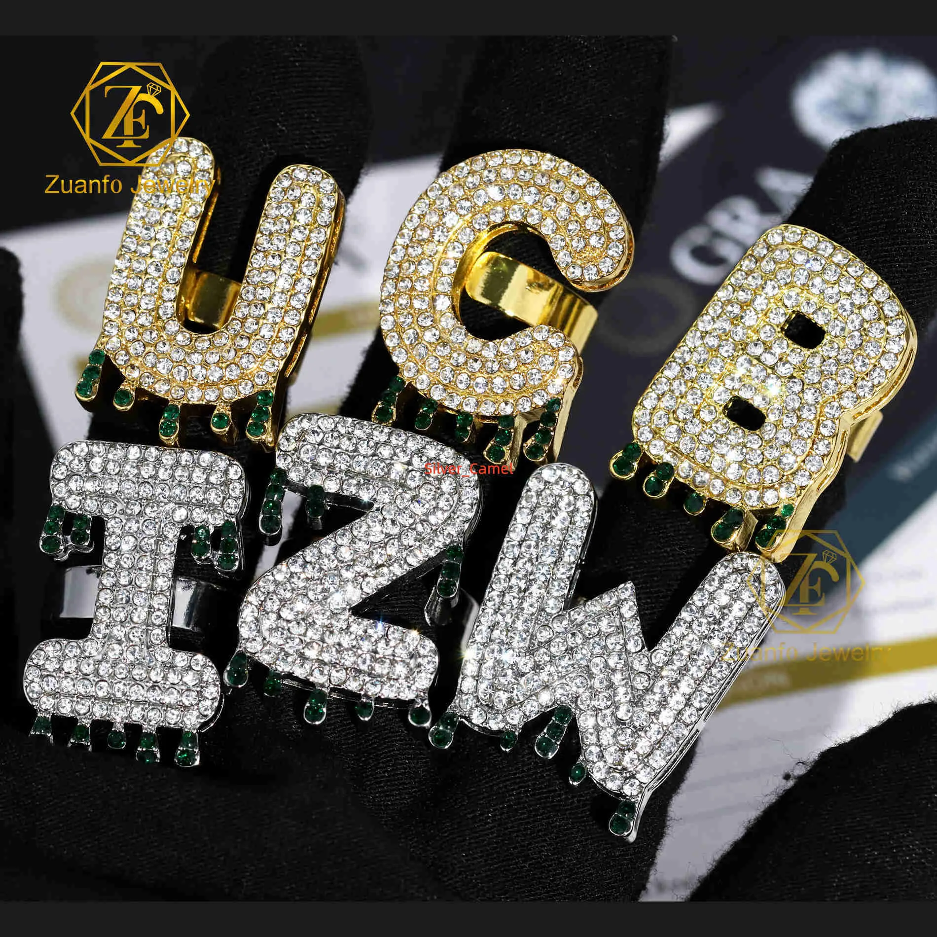 Luxury Full Diamond Letter Ring 18k Gold Plated 925... From Silver ...