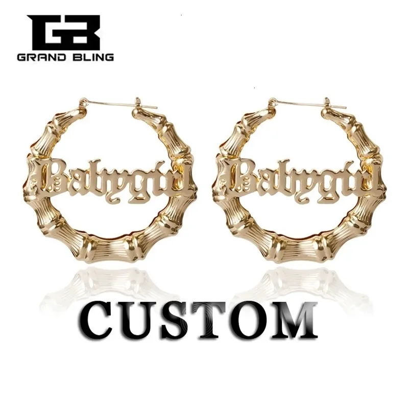 40 90MM Bamboo Hoop Earrings Custom Name... From Qiyuan07, $13.16 ...