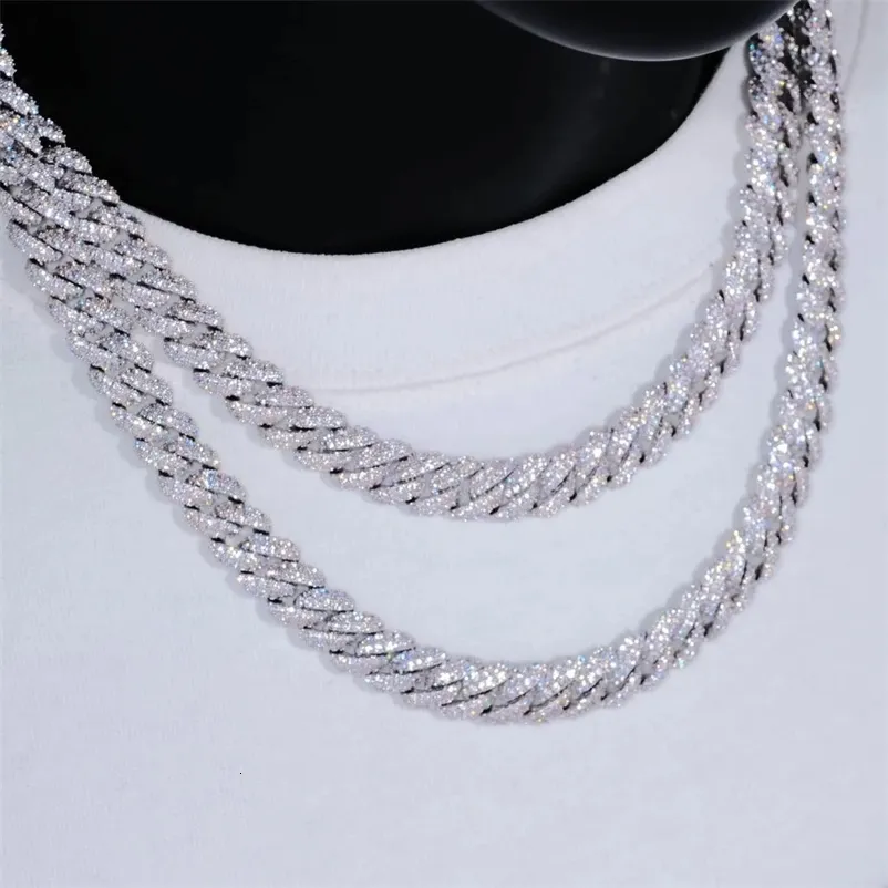 10mm Diamond Cuban Link Chain Necklace, White Gold/18K Gold Plated, 5A ...