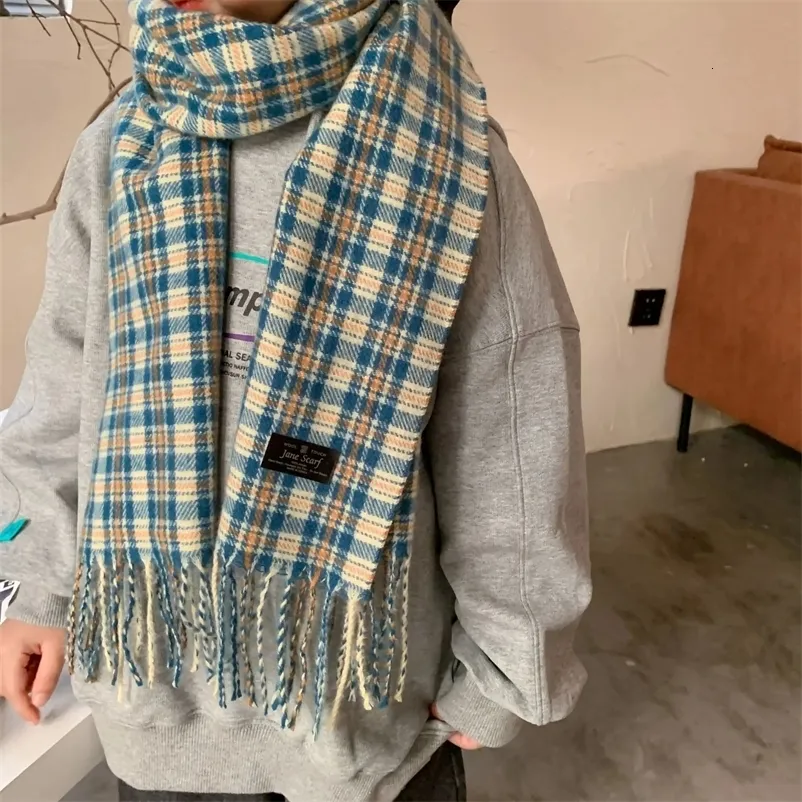 Japanese Style Cute Checkered Children's Scarf Warm Autumn Knitted Wool ...