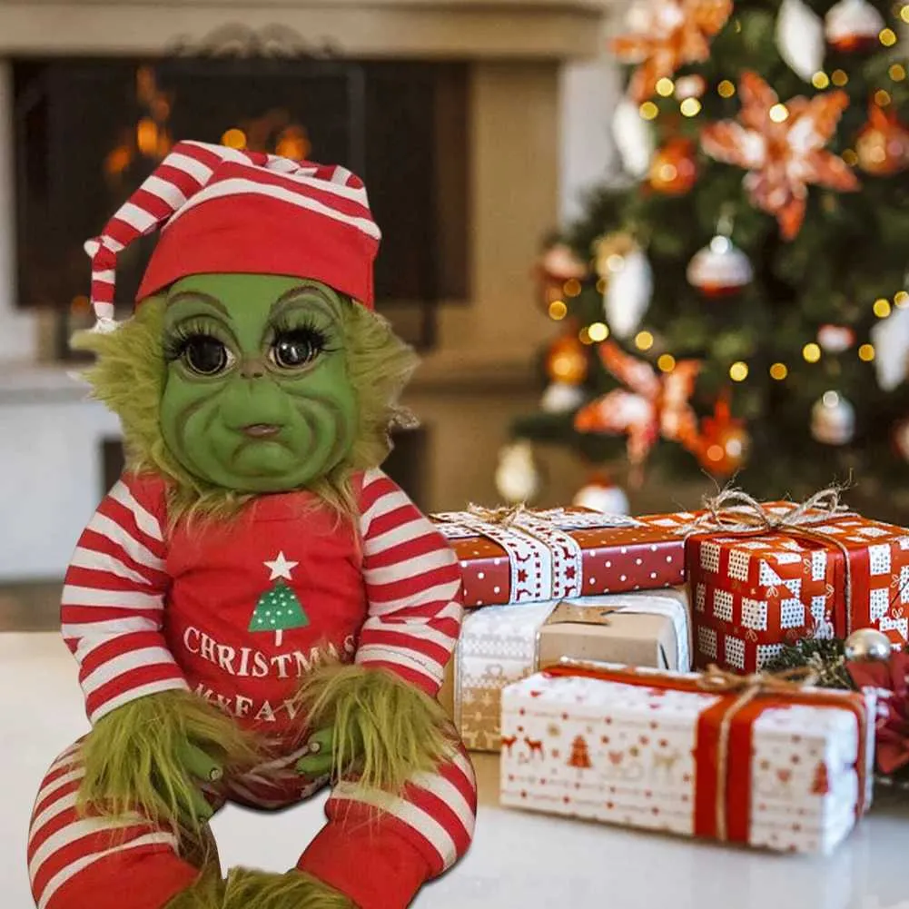 Christmas Plush Doll: Green Monster Grinch Baby Toy - Soft Christmas ...