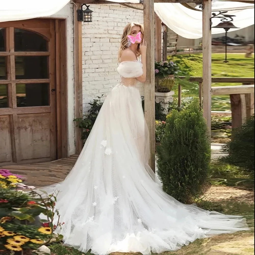 Princess Wedding Dress With Illusion Long Sleeves, Floral Bridal Gown ...