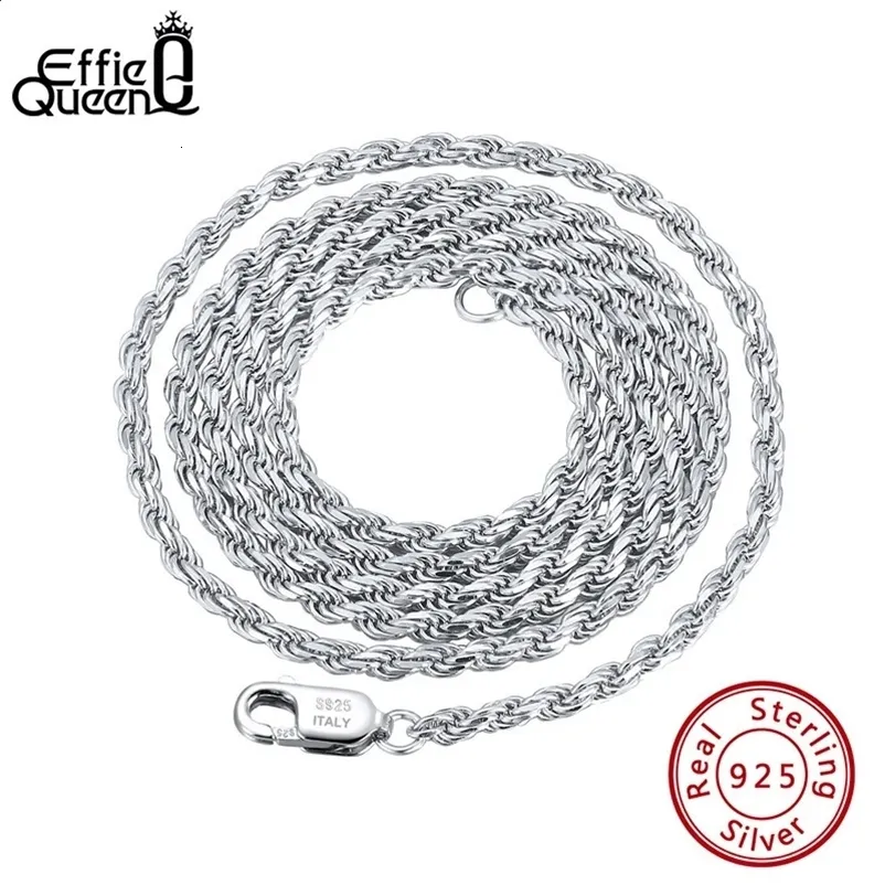 Effie Queen Italian Diamond-Cut Rope Chain Necklace in 925 Silver, 1 ...