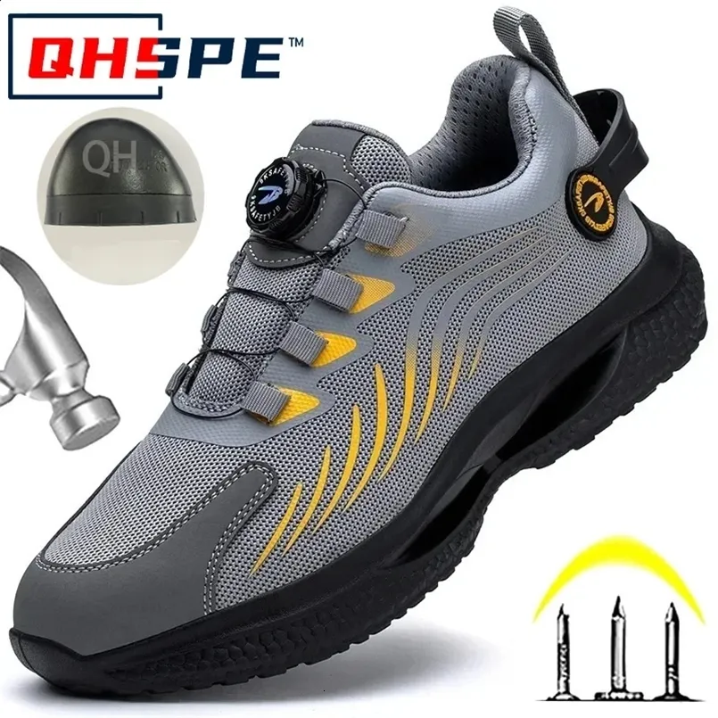 Rotating Button Safety Toe Work Shoes for Men with Anti-smash and Anti ...