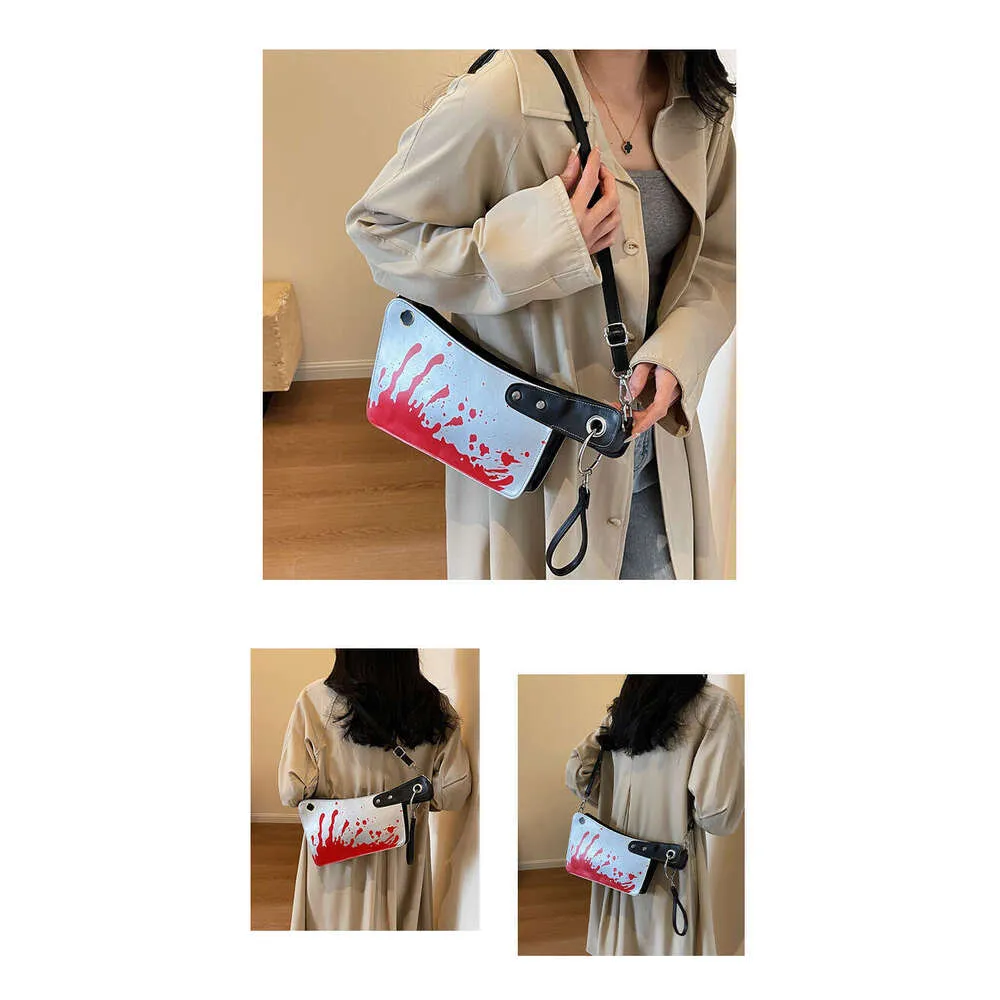 Creative Personality Blood Drip Kitchen Knife Halloween Handbag - New ...