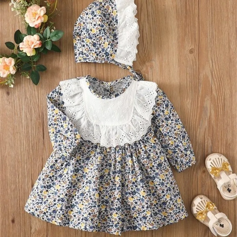 Baby Ditsy Floral Eyelet Embroidery Ruffle Trim Dress With Hat from ...