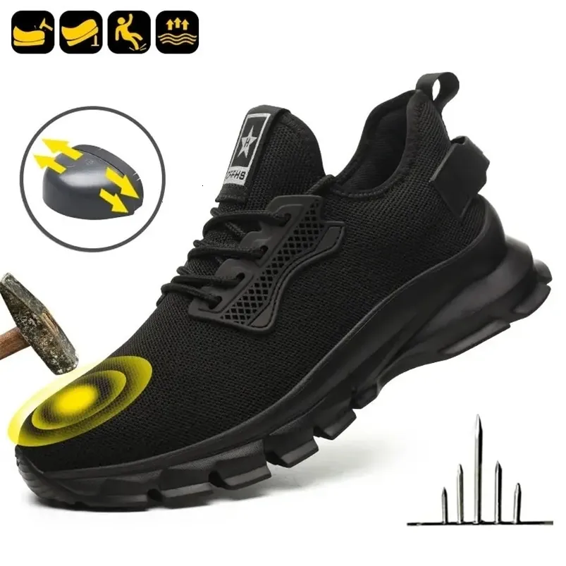 Lightweight Steel Toe Safety Shoes for Men, Work Sneakers, Anti-Smash ...