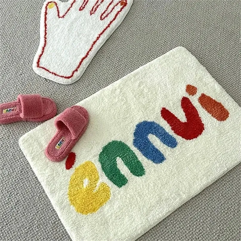 Soft Fluffy Hand Drawn Cartoon Tufting Hooked Rugs An Slip Bathroom Mat ...